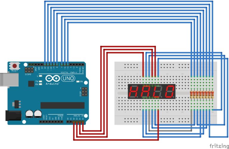 Подключение 4 х разрядного 7 ми сегментного индикатора к Arduino Uno схема код и примеры блог