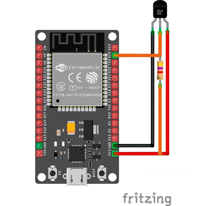 Датчик температуры DS18B20. Подключение модуля к ESP32: схема, код и примеры - блог