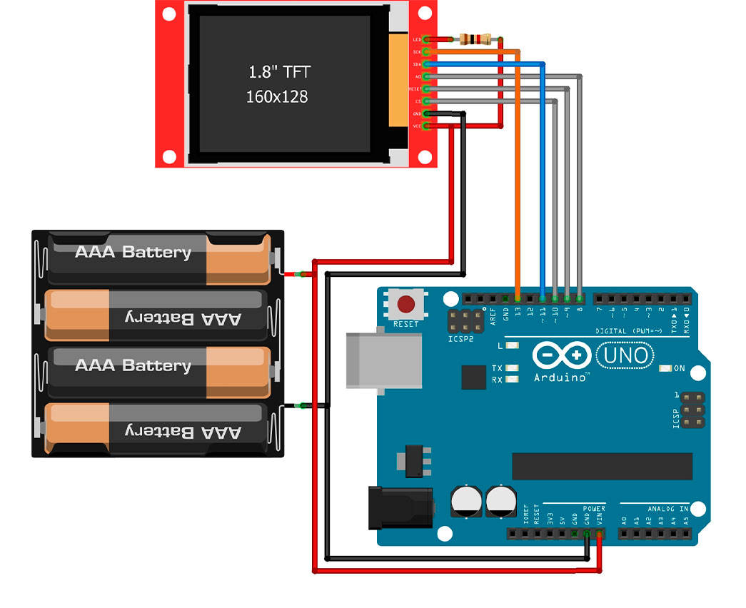 TFT дисплей на базе ST7735 и Arduino Uno — Схема подключения и пример кода - блог